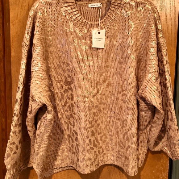 And The Why | Sweaters | Rose Gold Foil Leopard Print Sweater | Poshmark